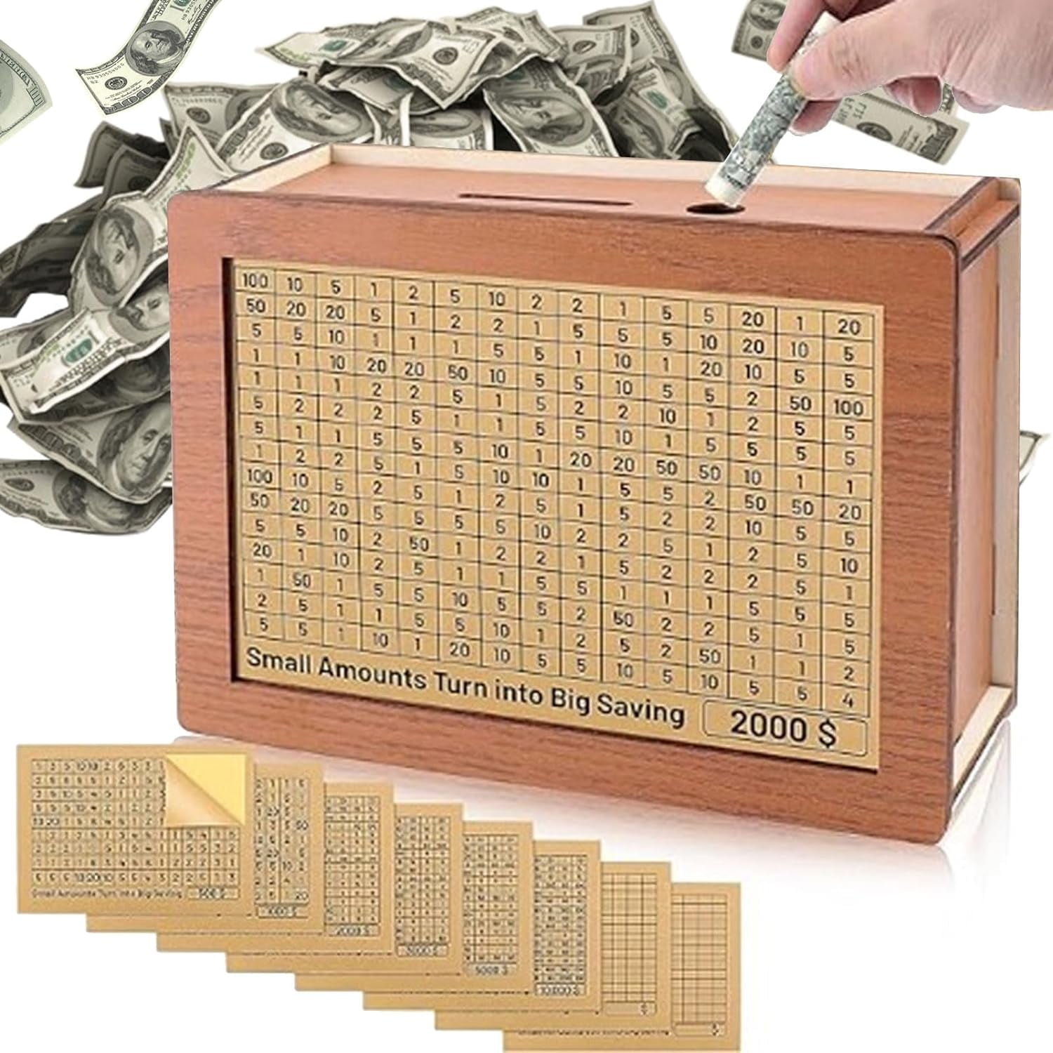 Piggy Bank For Adults Kids, Cash Vault Wooden Savings Box, 2024 New ...