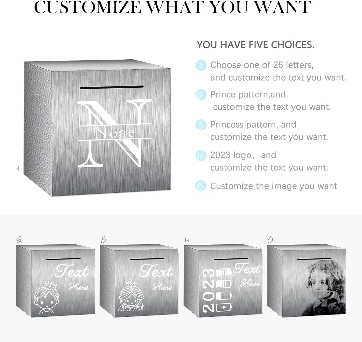 Piggy Bank For Adults, Personalized Money Safe For Cash Saving, Stainl ...