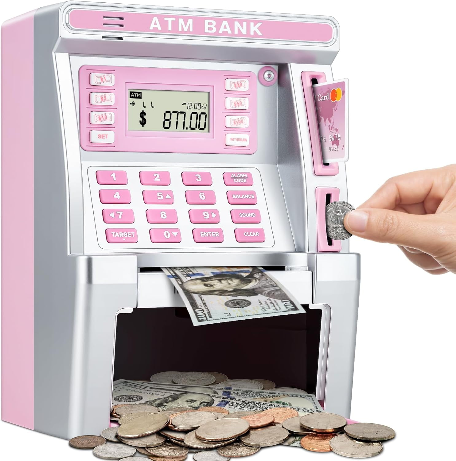 Piggy Bank for Kids, ATM Machine Bank for Real Money with Debit Card ...