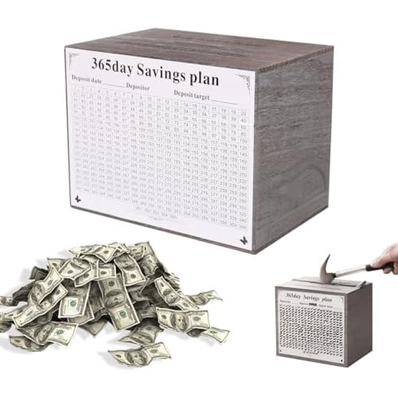 Piggy Bank for Kids and Adults, Wooden Money Saving Box for Cash ...