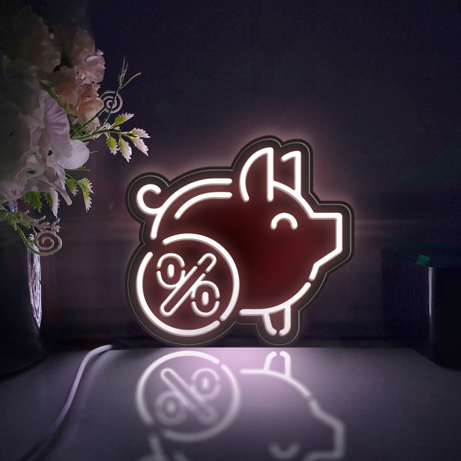 Piggy Bank Led Light Box, Dimmable Neon-Like Light Signs USB Power for ...