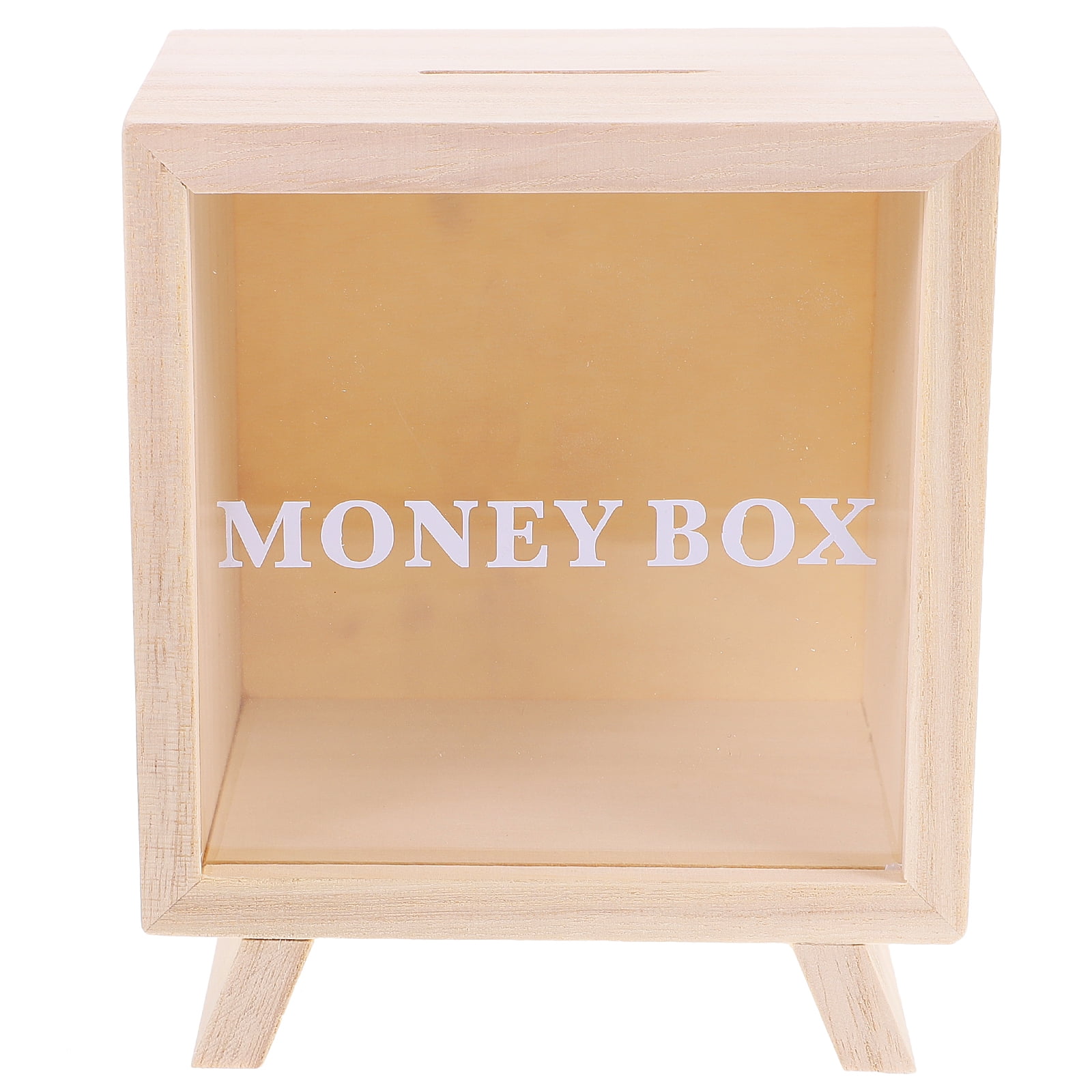 Piggy Bank Wood Money Saving Box Tip Box Money Jar Coin Bank Saving Pot ...
