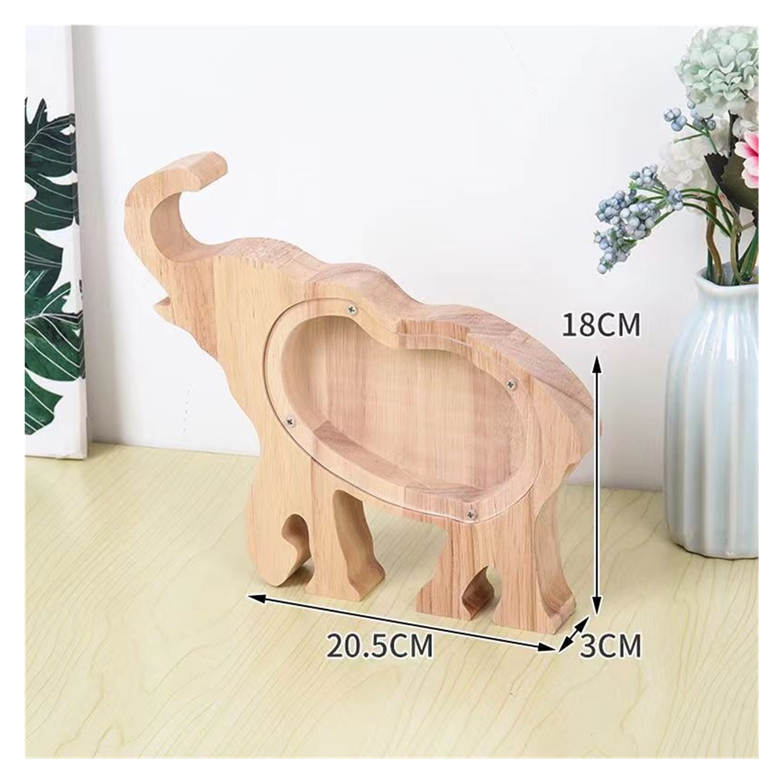 Piggy Bank Wooden Coin Money Saving Box Jar Coins Storage Box Desktop ...