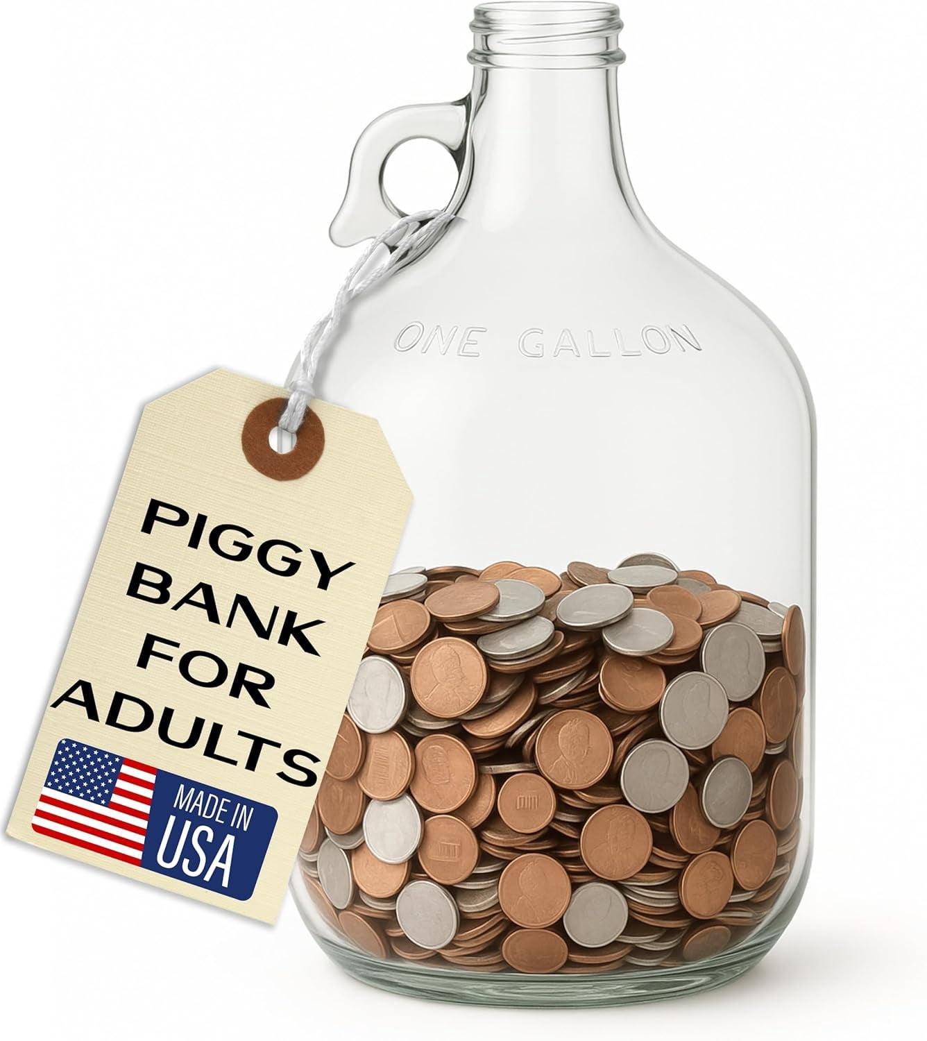 Piggy Bank for Adults - Large Coin Bank Glass Jar - for Saving Money ...