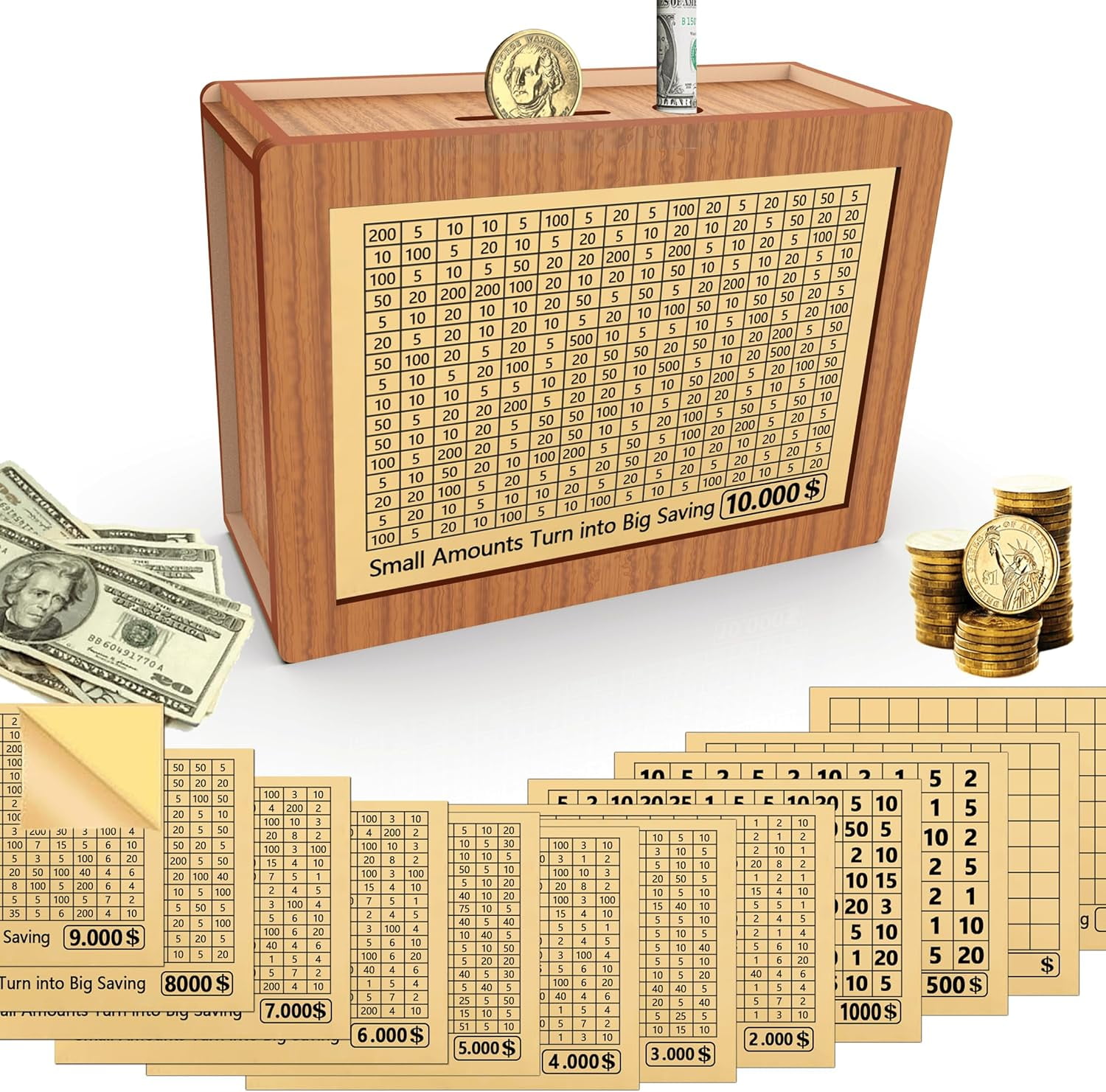 Piggy Bank for Adults, Wooden Coin Bank for Boys and Girls, Adults ...