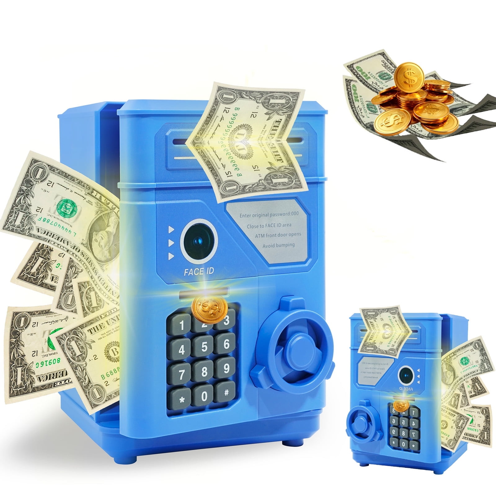 ATM Piggy Bank for Boys Girls, Mini ATM Coin Bank Money Saving Box with ...