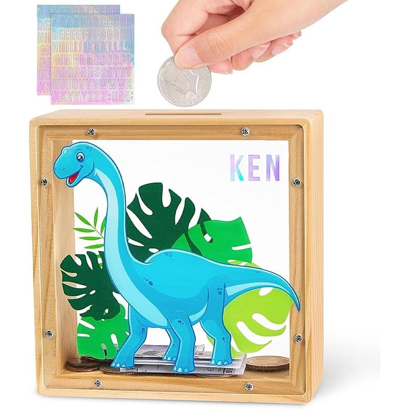 Piggy Bank for Kids, Wooden Money Coin Bank for Boys and Girls ...
