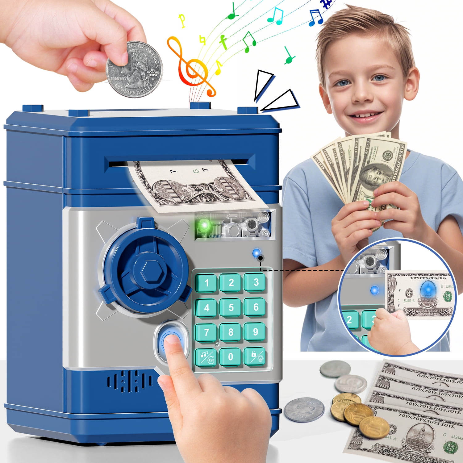 Piggy Banks for Kids, Money Bank with Fingerprint Recognition ...