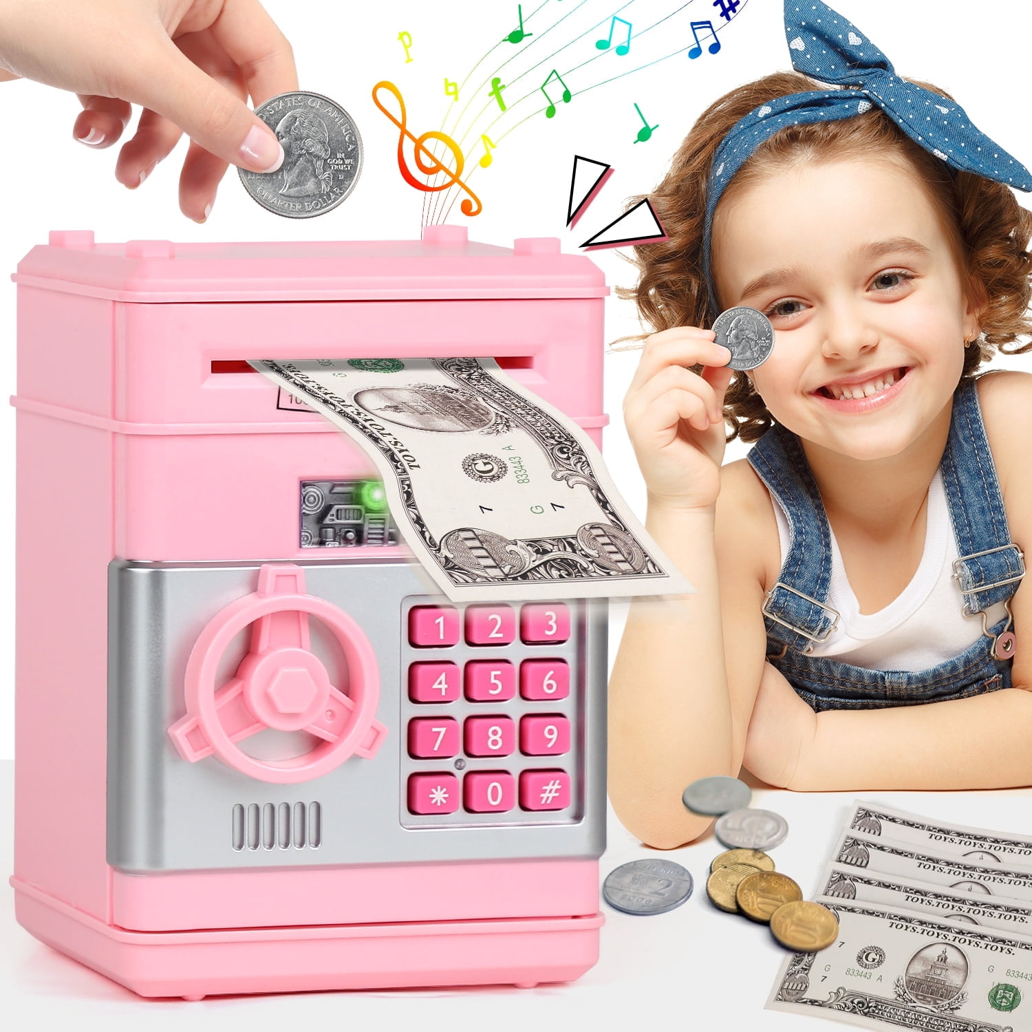 "KWANITHINK Mini ATM Money Machine for Kids, Electronic Savings Box ...