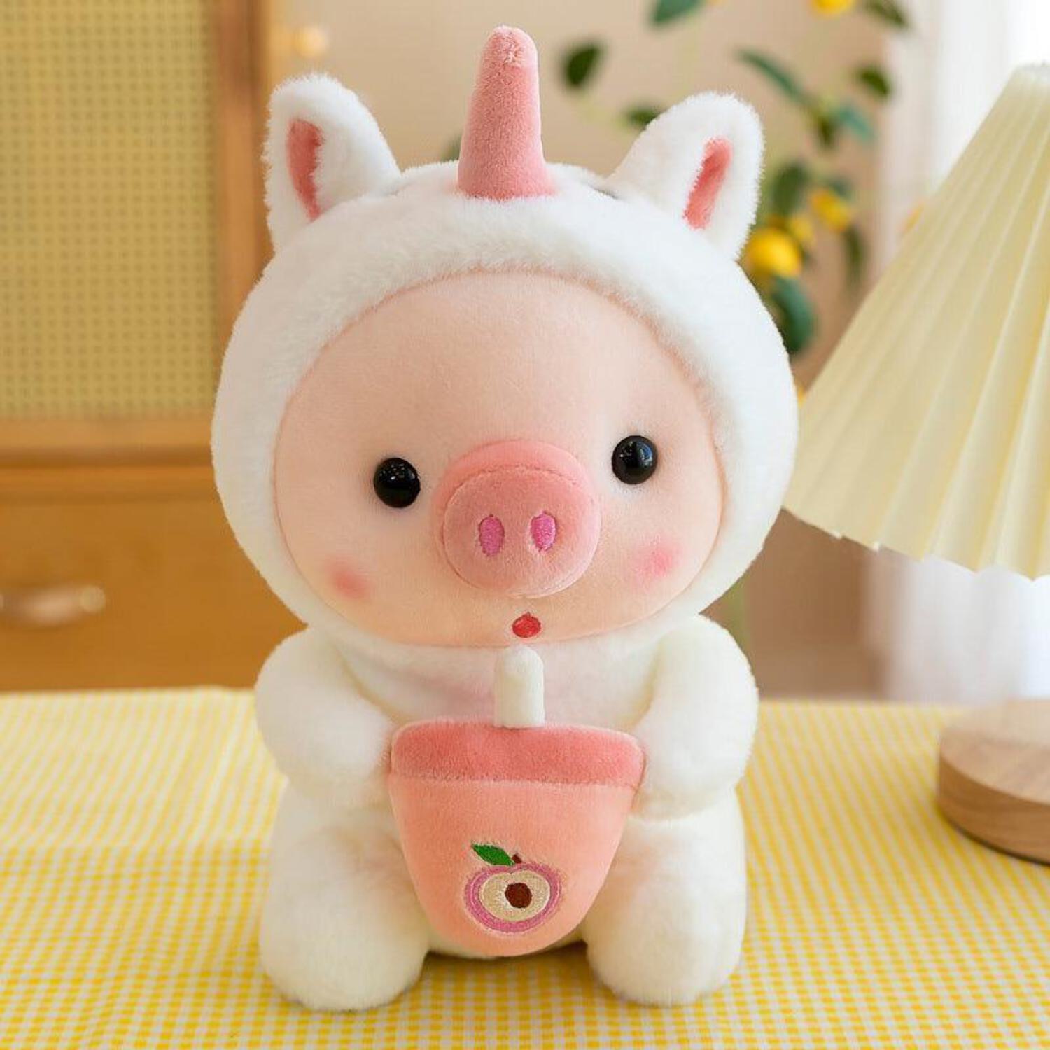 Piggy Boba Plush Cute Fluffy Adorable Pig Stuffed Animal Toy - Walmart.com