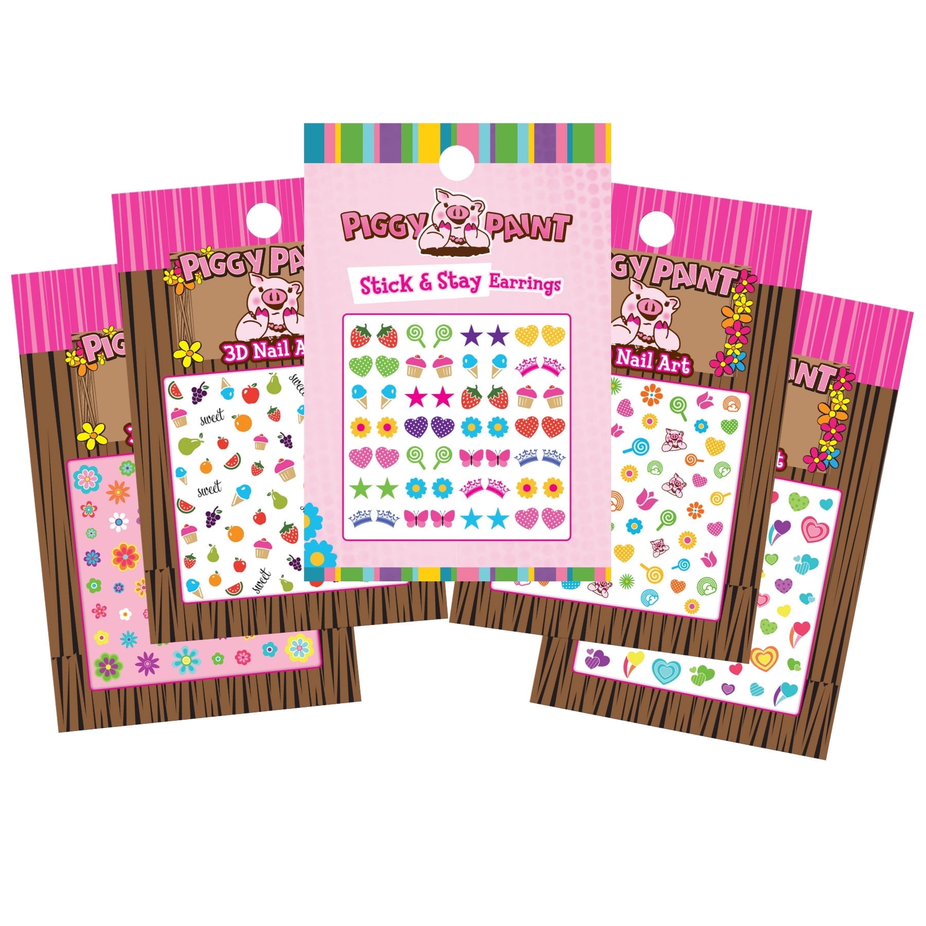 Piggy Paint 5 pack Nail Art & Stick-on Earrings Bundle for Kids ...