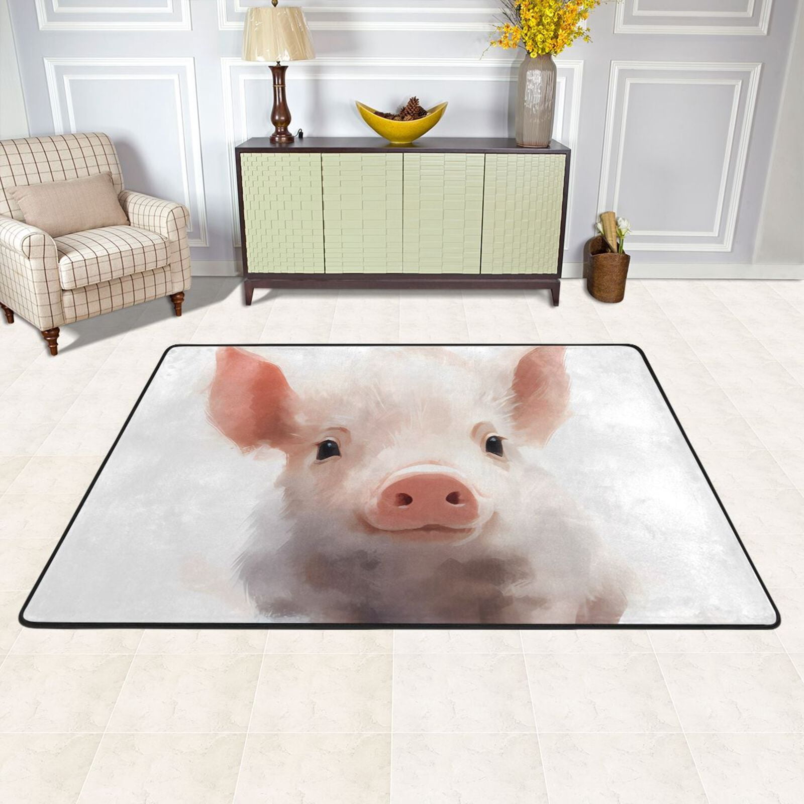 Piggy Pig Area Rug Washable 72 x 48 Floor Carpet Mat Non Slip for ...