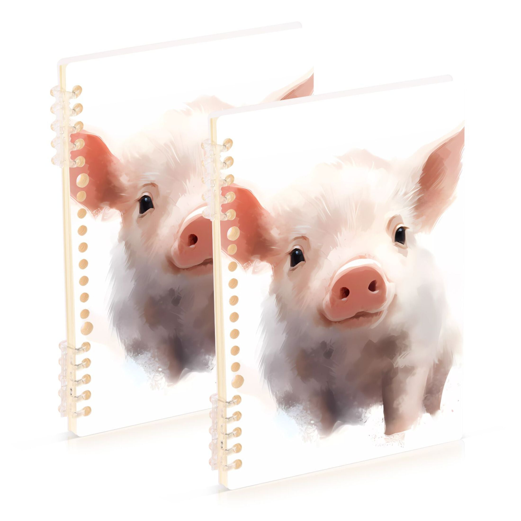 Piggy Pig Ring Binder Notebook Journey Note Diary College Ruled Spiral ...