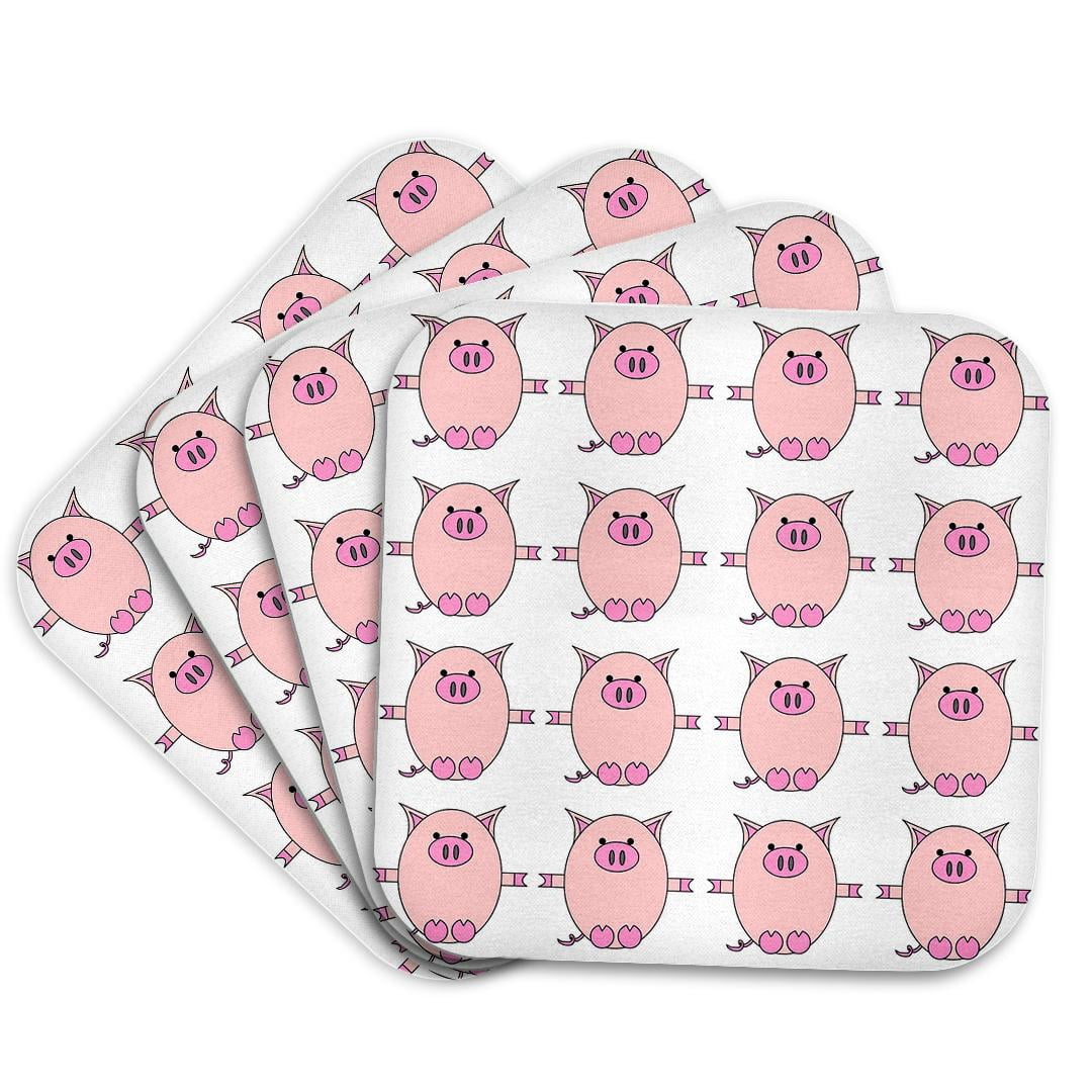 3dRose, Piggy Power – Pink Pig Print, Set of 4 Coasters - Soft ...