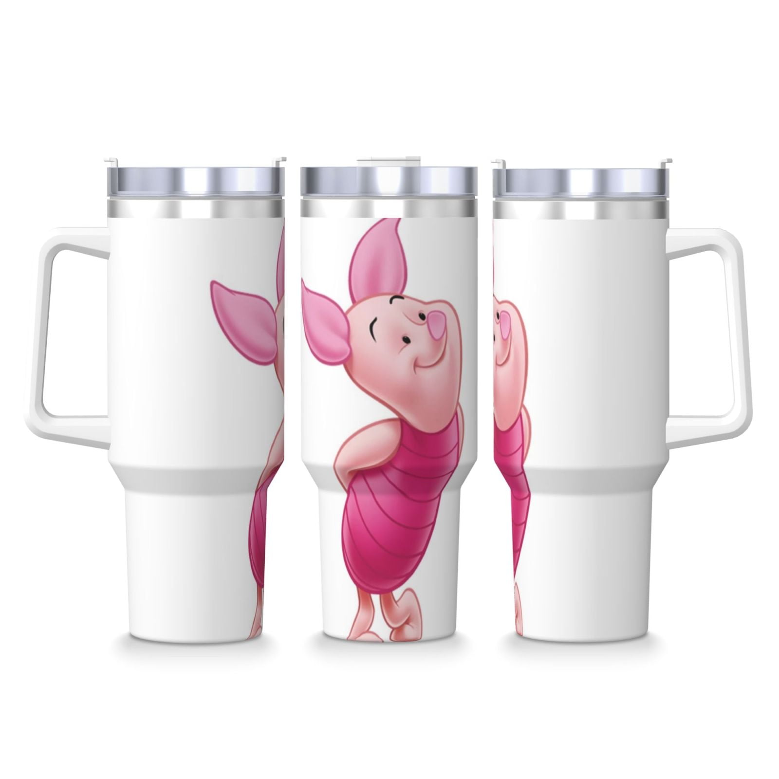 Piglet 40 OZ Ice Bully Cup with Handle Straw Lid, Double Wall Stainless ...