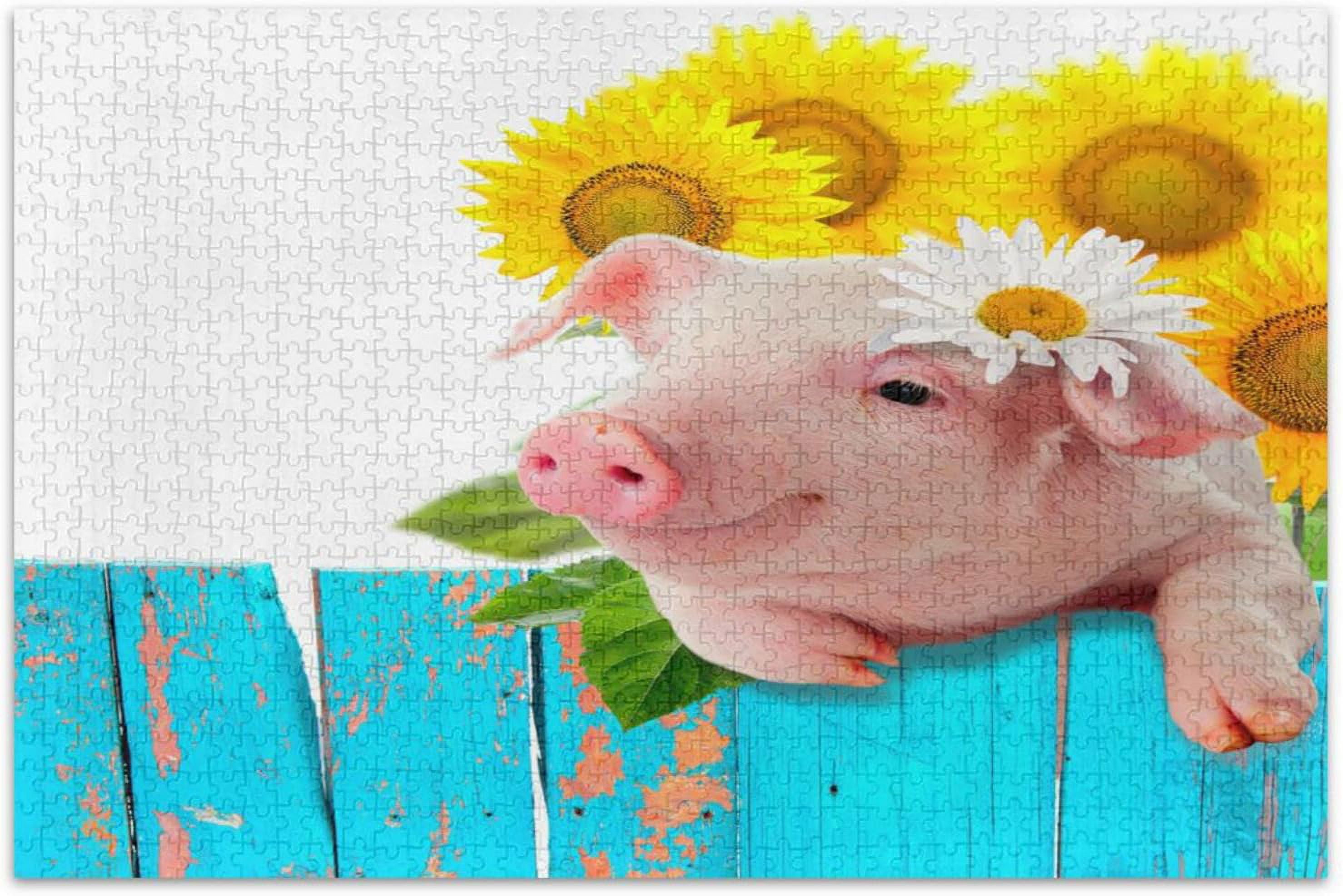 Piglet and Sunflowers 500 Piece Jigsaw Puzzle, Wall Artwork Puzzle ...
