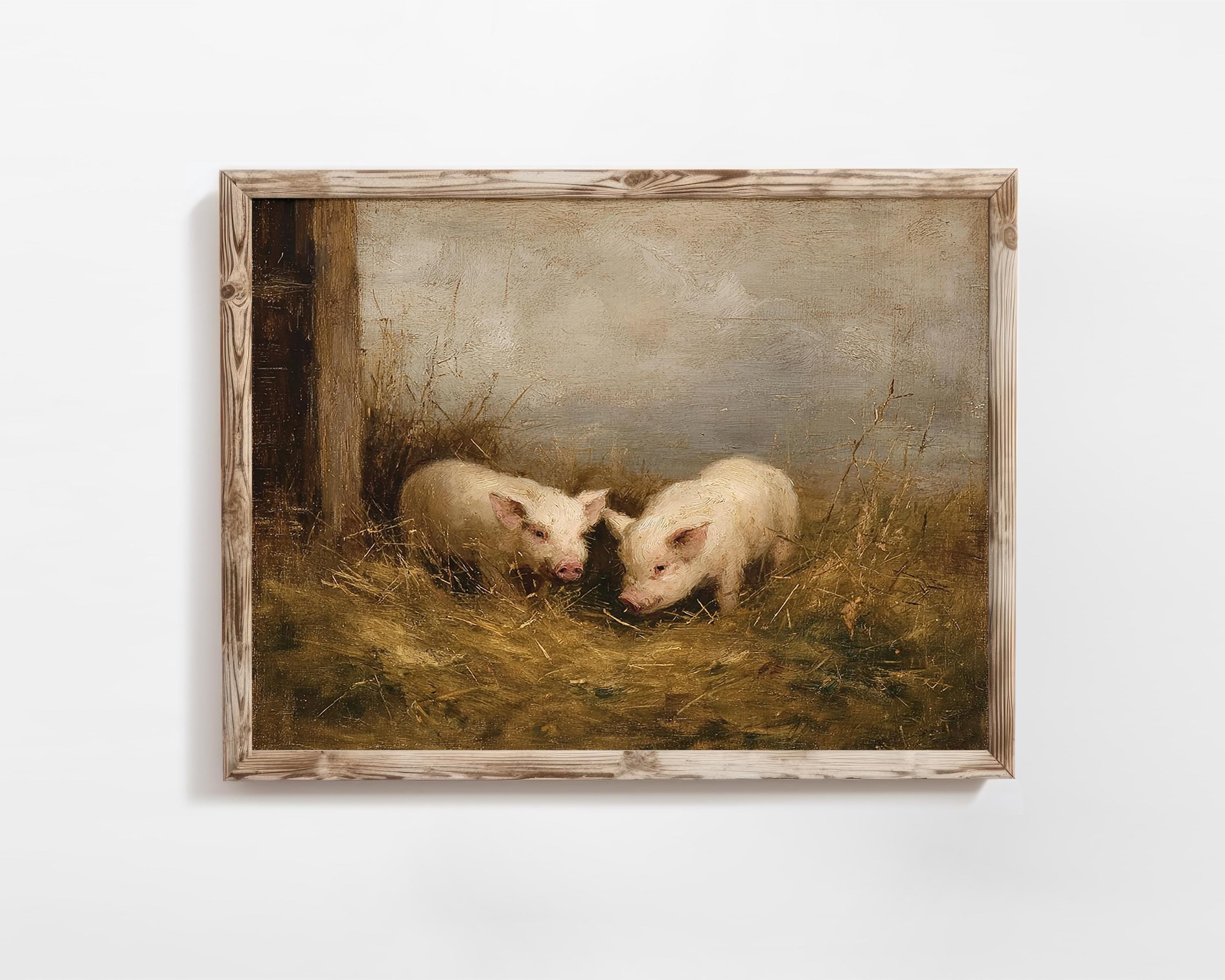Piglets Farmhouse Print Poster Vintage Landscape Print Poster French ...