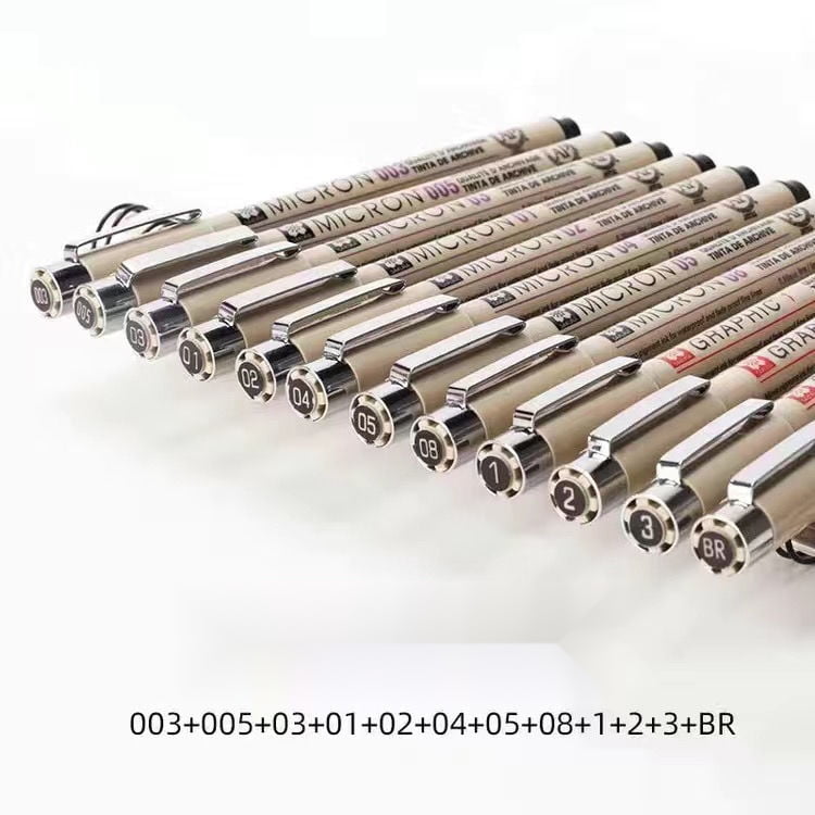 Pigma Micron Pen Neelde Drawing Pen 003 005 01 02 03 04 05 08 1.0 2.0 3 ...