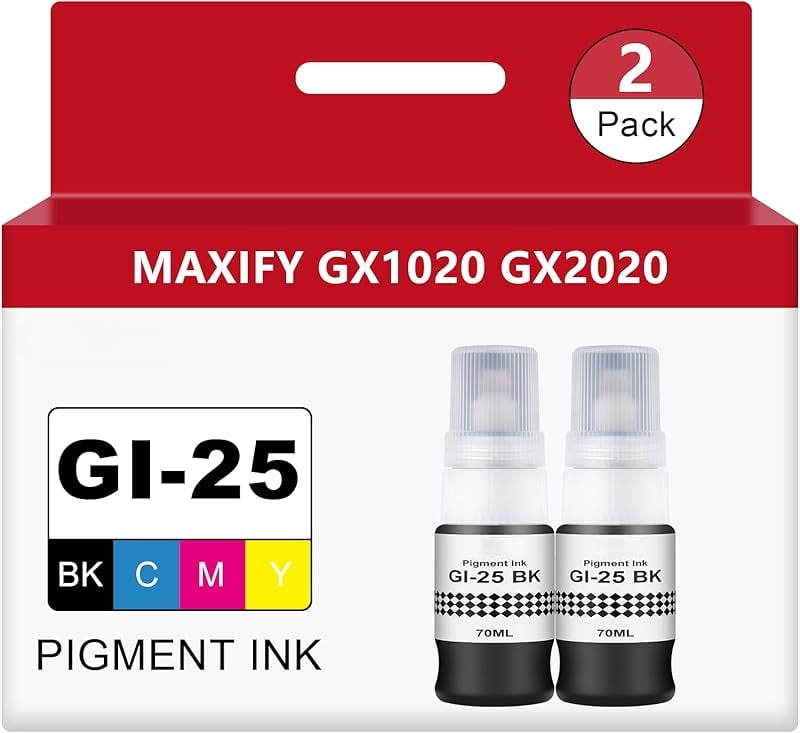 Pigment GI-25 Black Refill Bottles Ink GI25 (2 Black,140ml) Replacement ...