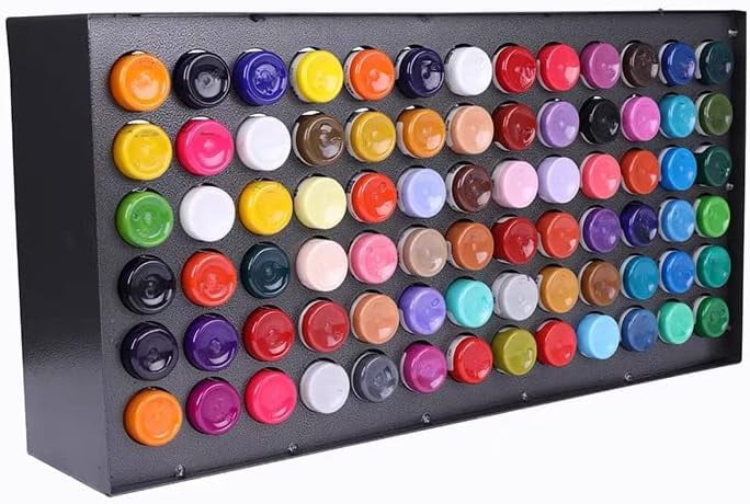 Pigment Ink Tattoo Holder, 78-Hole Iron Wall-Mounted Tattoo Pigment ...