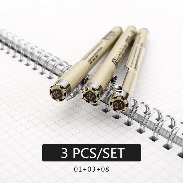 Pigment Liner Micron Pen Set Neelde Drawing Pen lot 005 01 02 03 04 05 ...