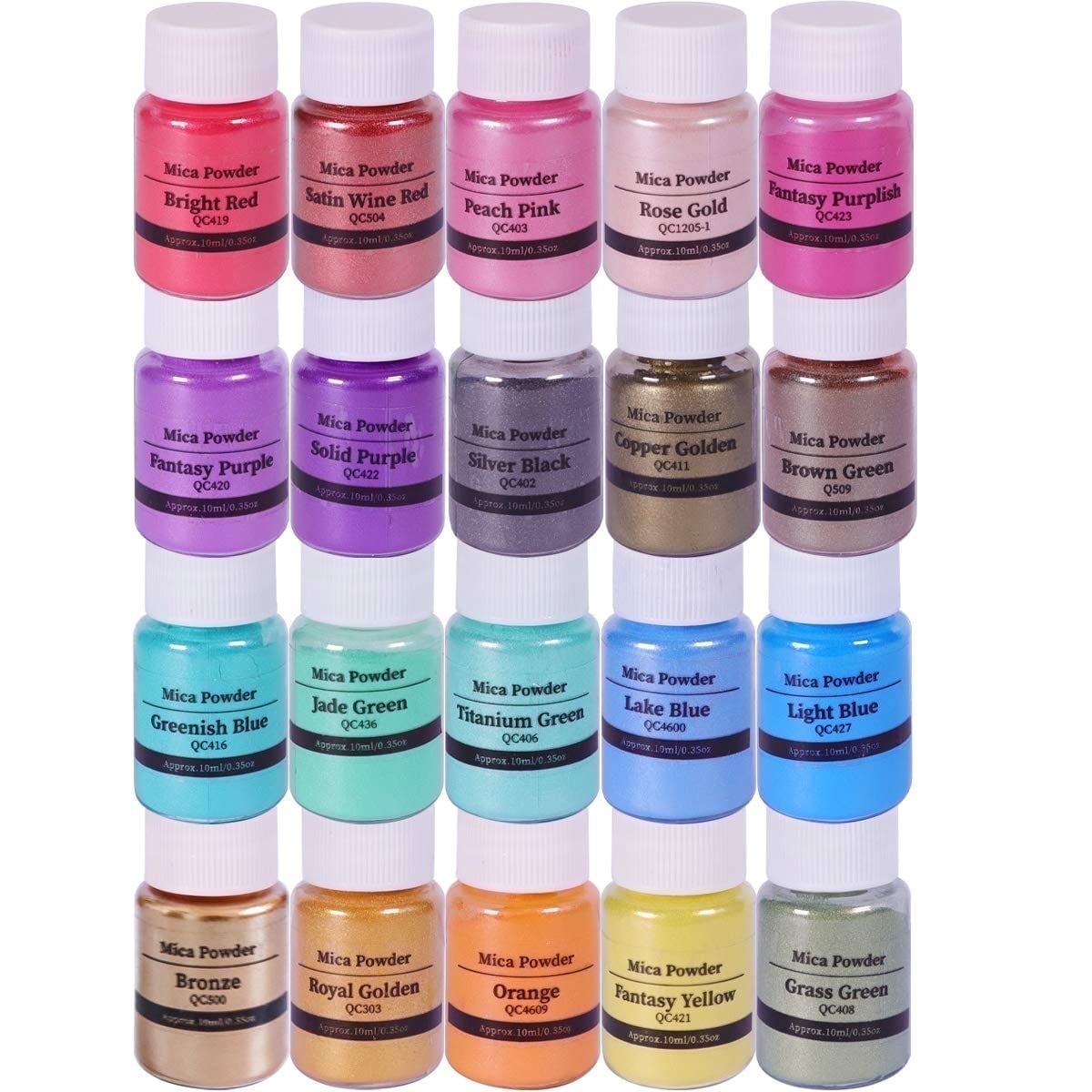 SEISSO Mica Powder Set, 20 Colors, Cosmetic Grade, Epoxy Resin Dye, 10g ...