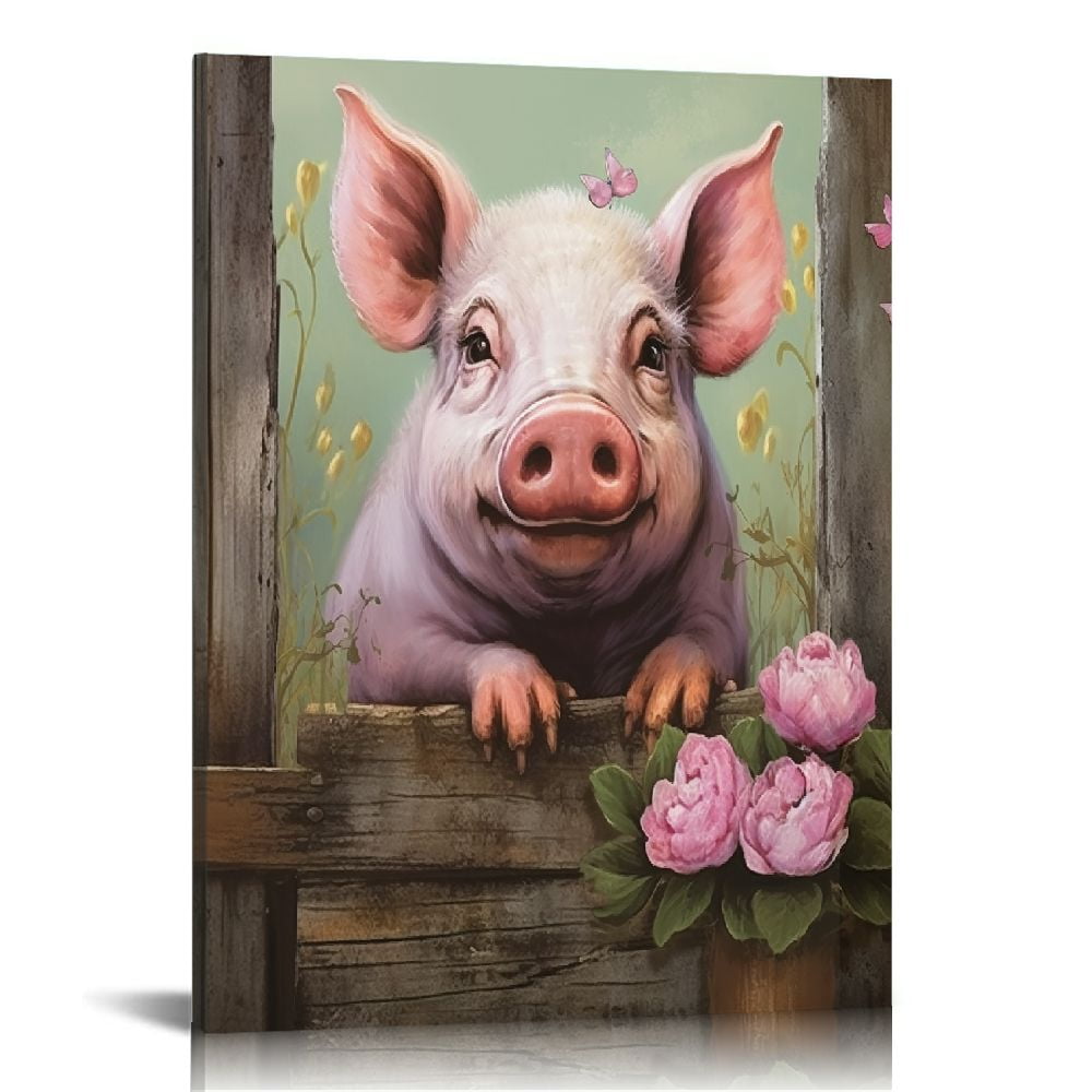 Pigs Bathroom Decor Wall Art Funny Pink Pigs Pictures Wall Decor ...