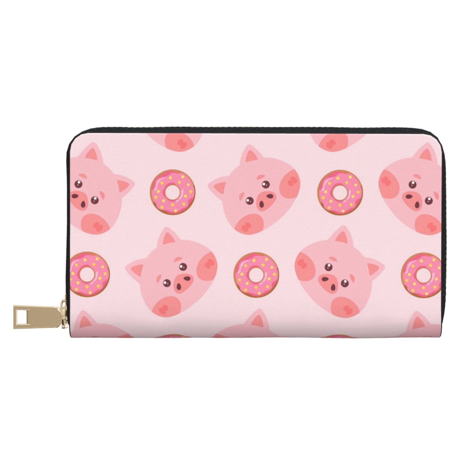 Pigs Head And Donuts Wallet Women, Leather Bifold Multi Card Wallet ...