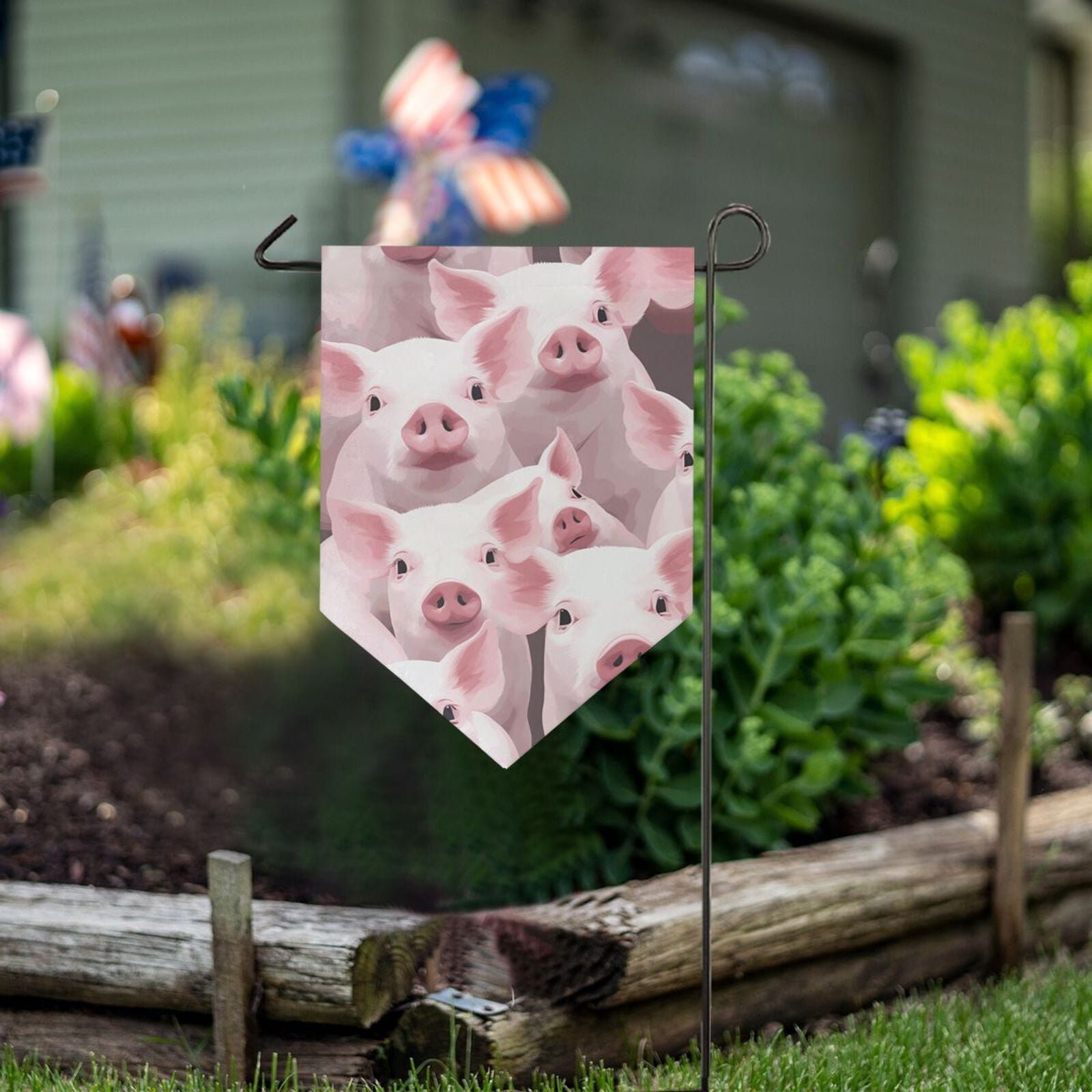 Pigs Pink Garden Flag 18" x 12.5" Double Sided Yard Lawn Outdoor Decor ...