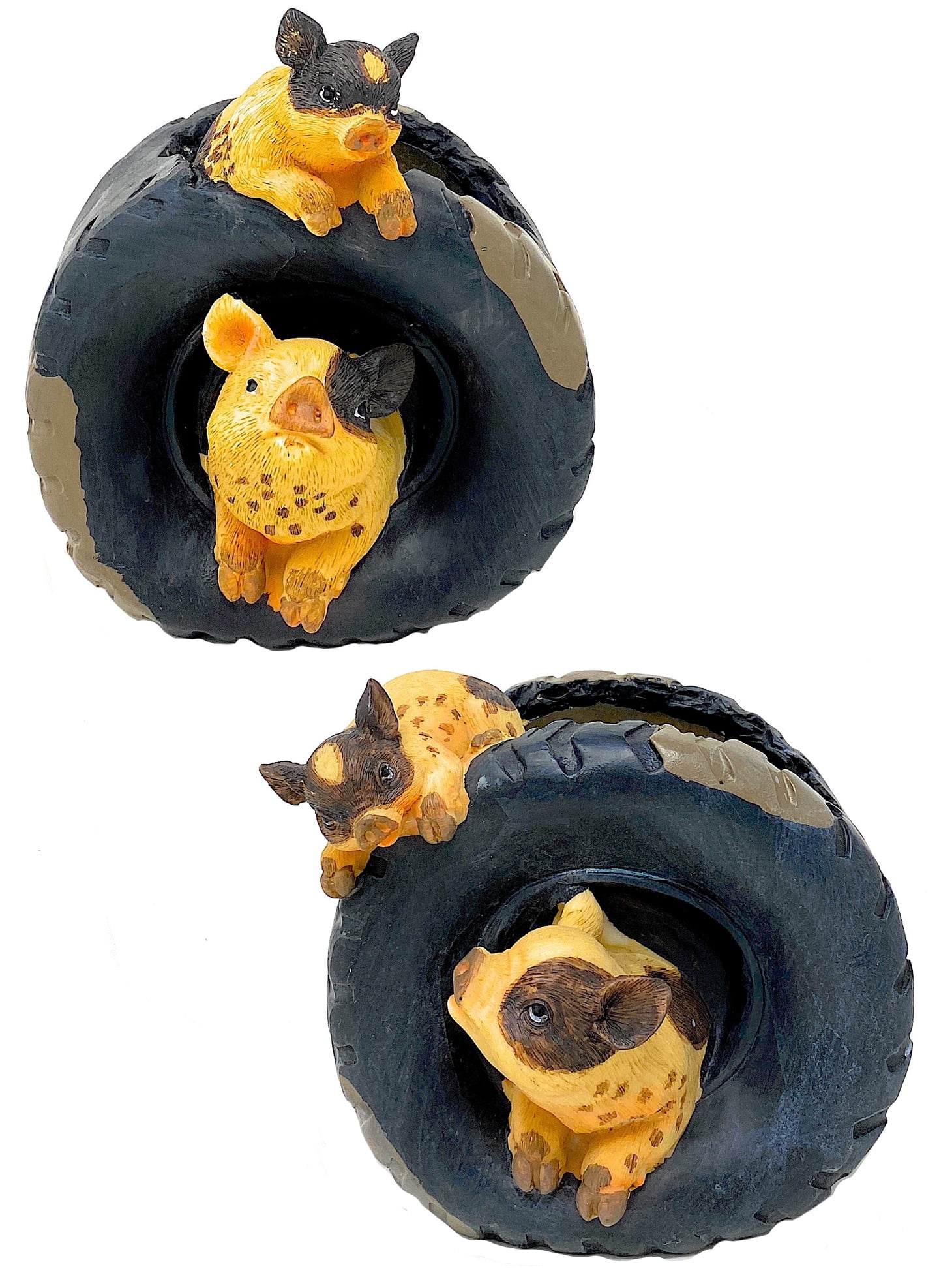 Pigs Resting On Tire Planter Set Unique Desktop Tabletop Counter Shelf ...