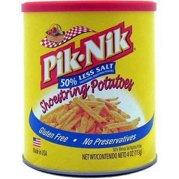 Pik-Nik Shoestring Potatoes 50% IRF13 less salt 4 oz ( Pack of 2 ...