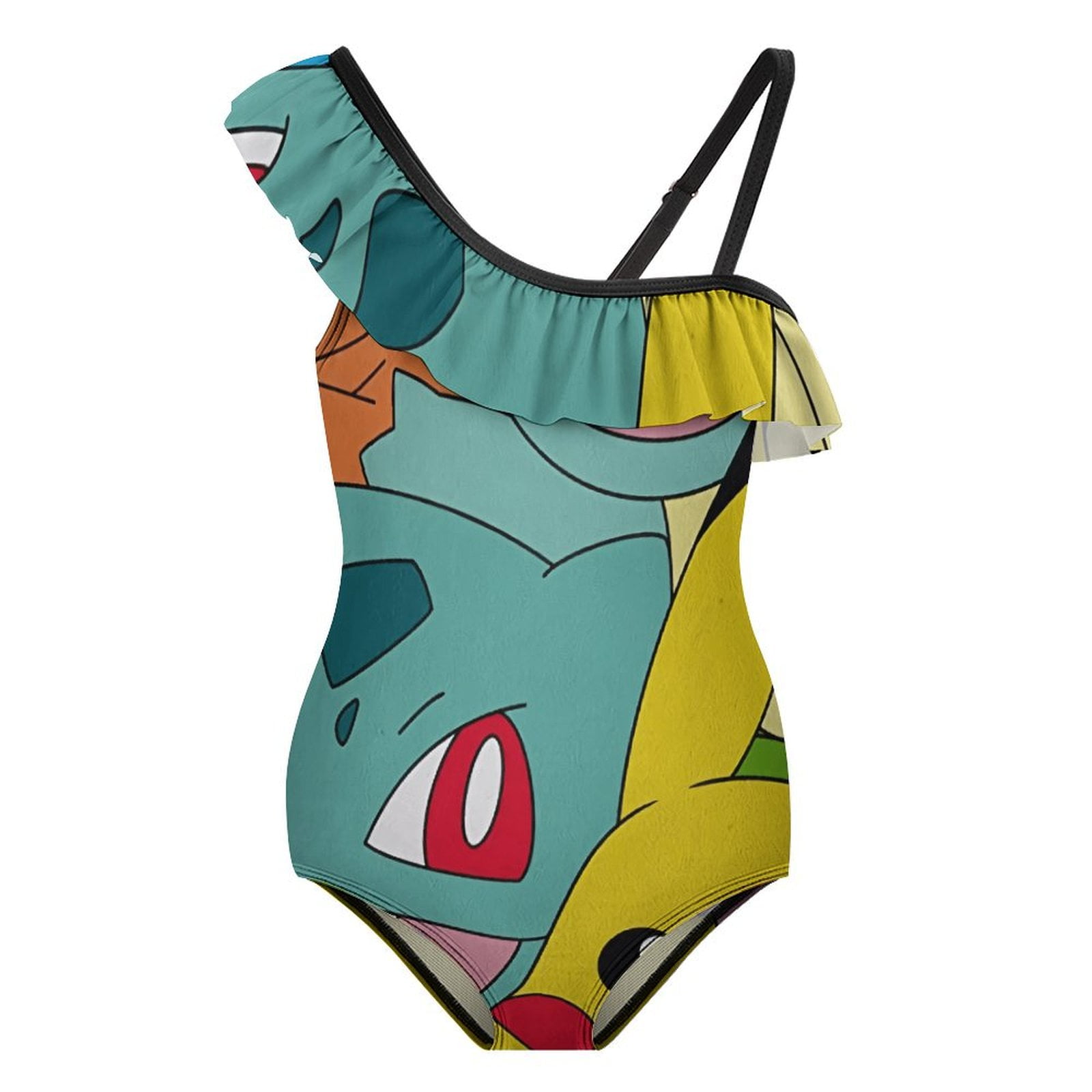 Pik-achu Girls Swimsuit One Piece Swimsuits Ruffle Bathing Suit Kids ...