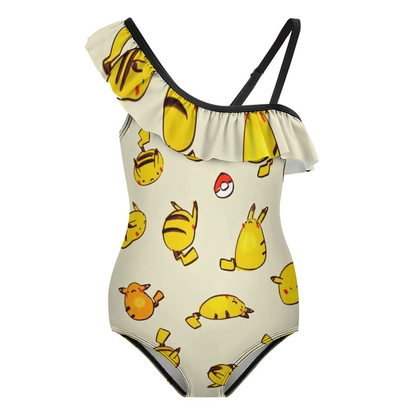 Pik-achu Girls Swimsuit One Piece Swimsuits Ruffle Bathing Suit Kids ...