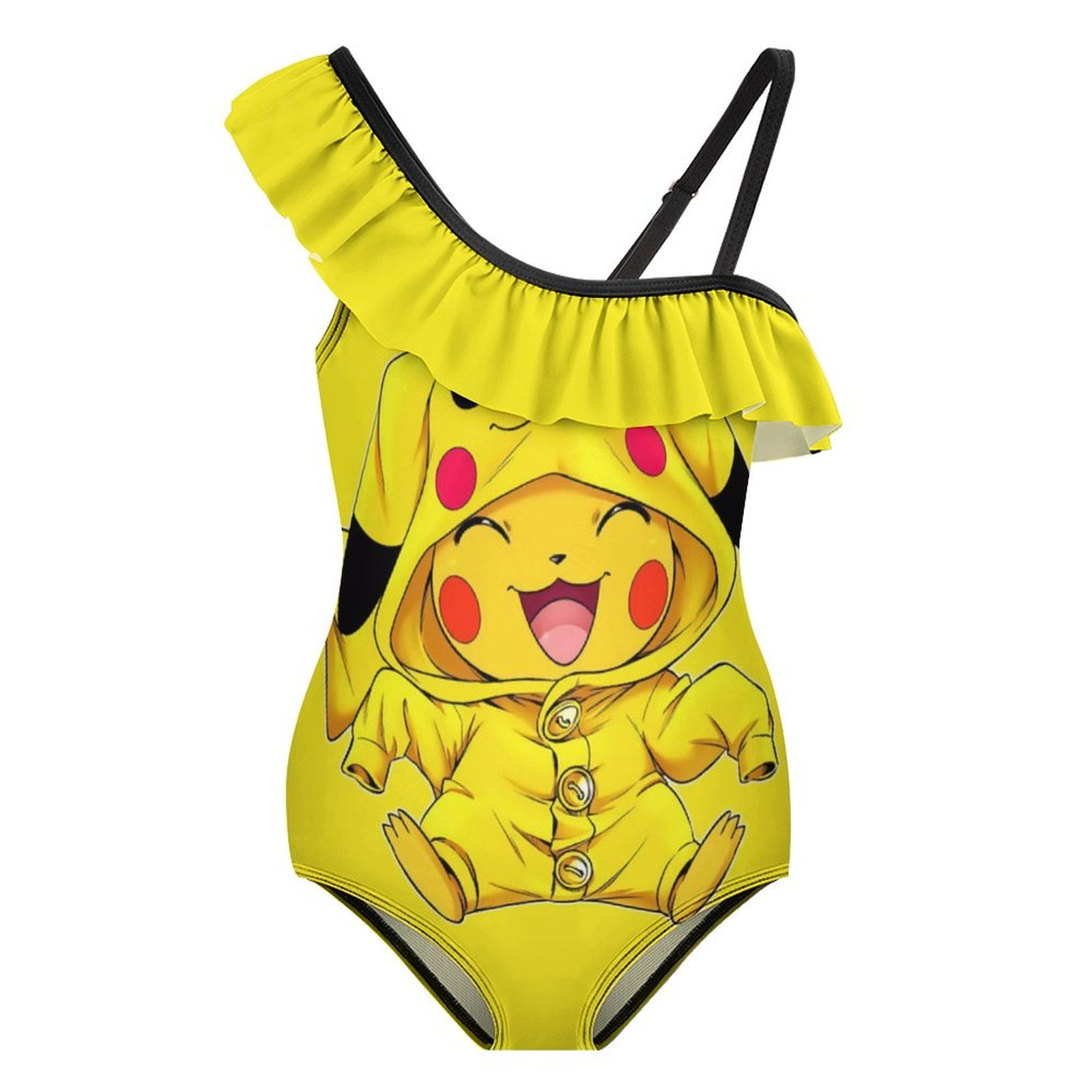 Pik-achu Girls Swimsuit One Piece Swimsuits Ruffle Bathing Suit Kids ...