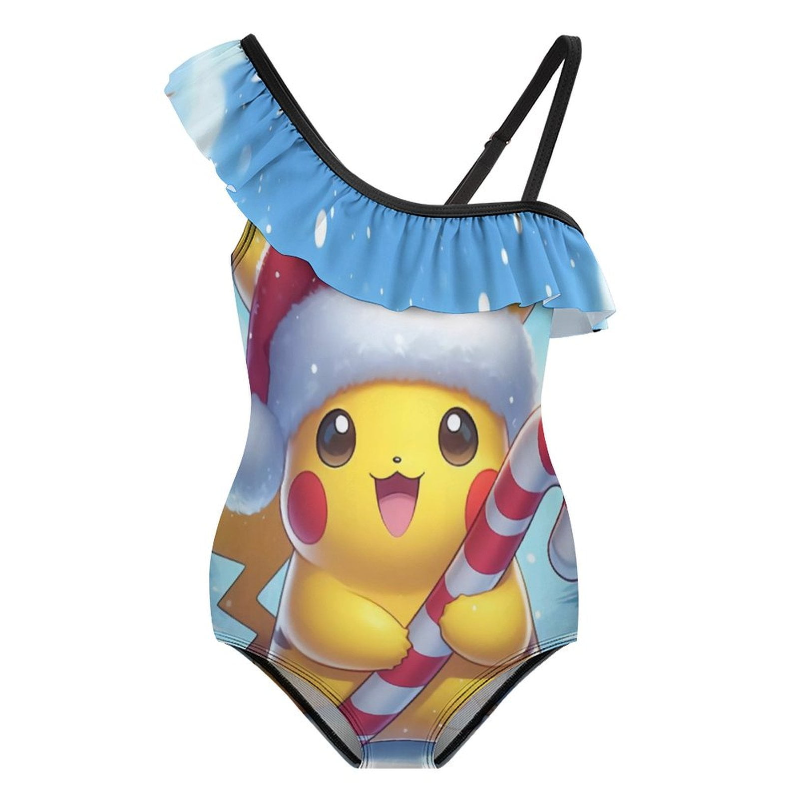 Pik-achu Girls Swimsuit One Piece Swimsuits Ruffle Bathing Suit Kids ...