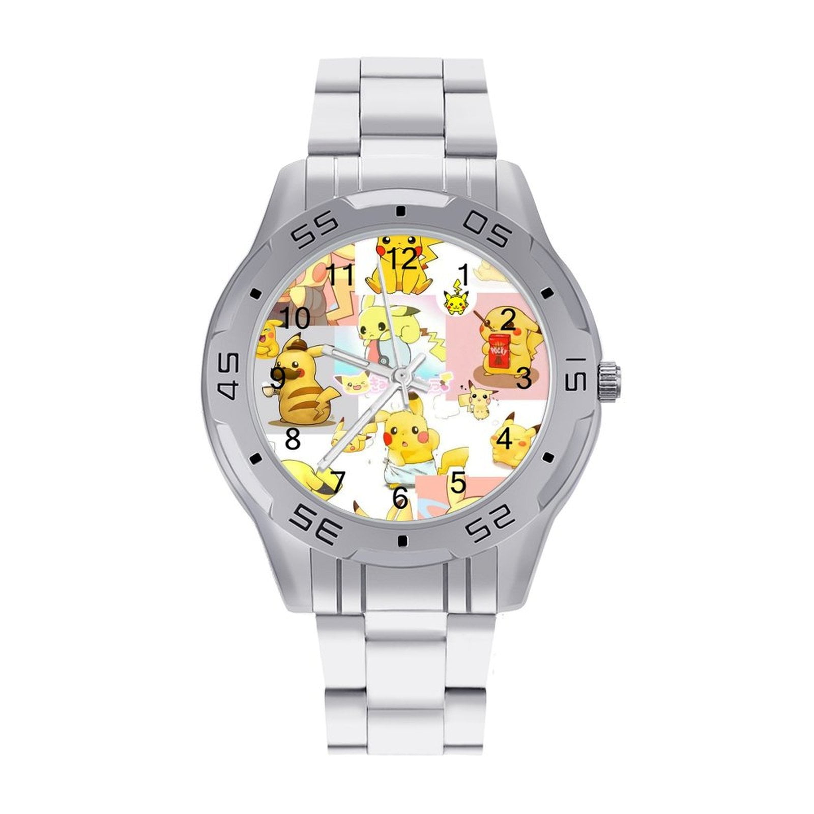 Pik_achu Mens Stainless Steel Watch Classic Work Business Casual Watch ...