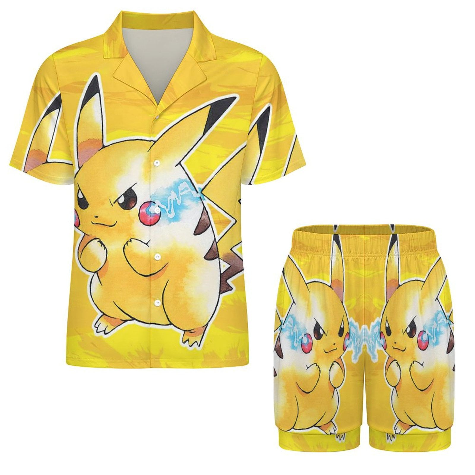 Pik_achu Pajamas Set Button Down 2 Piece Pjs Shorts Set Soft Loungewear ...