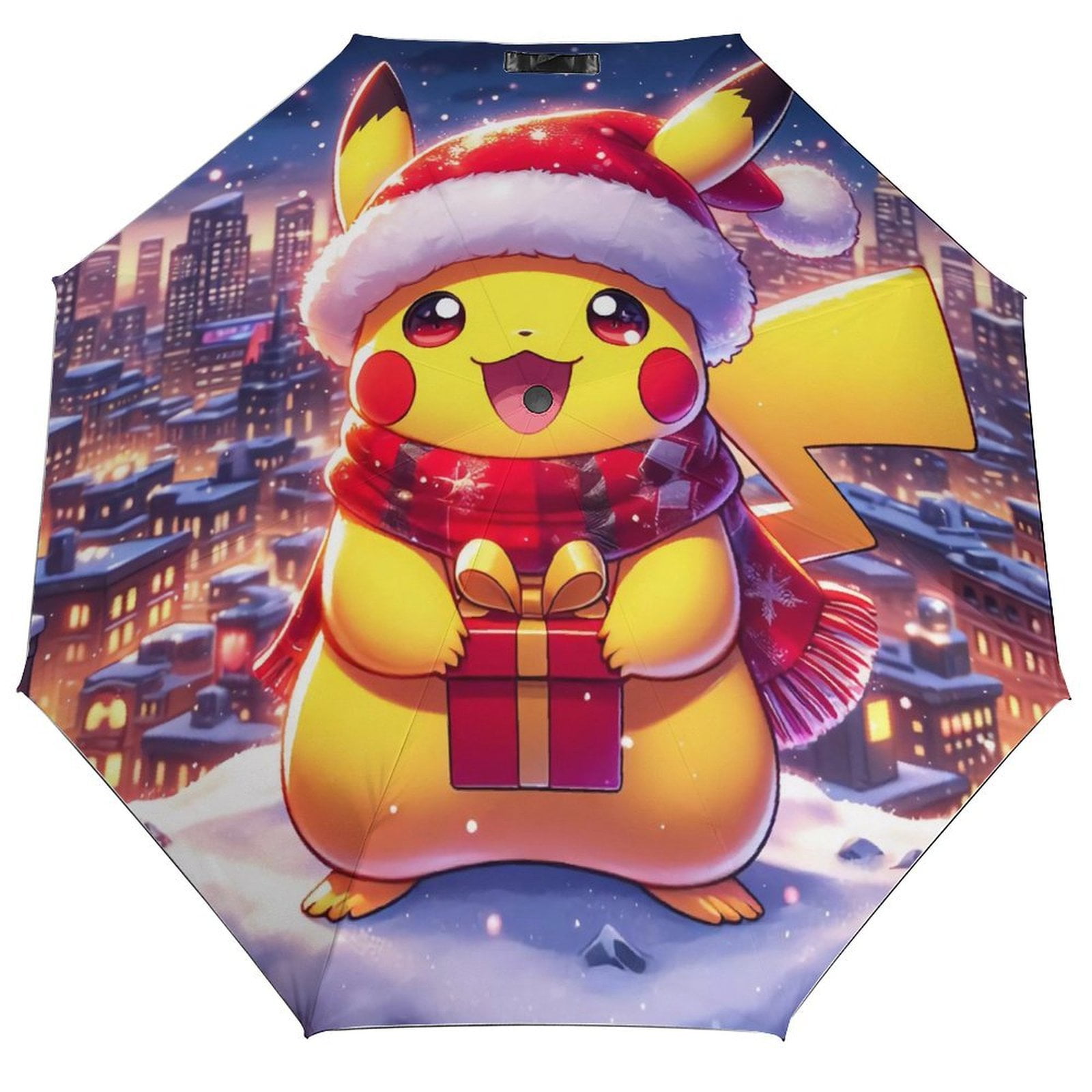 Pik-achu Pok-emon 3 Fold Auto Umbrella Compact Travel Umbrella, Mini Windproof Umbrellas for ...