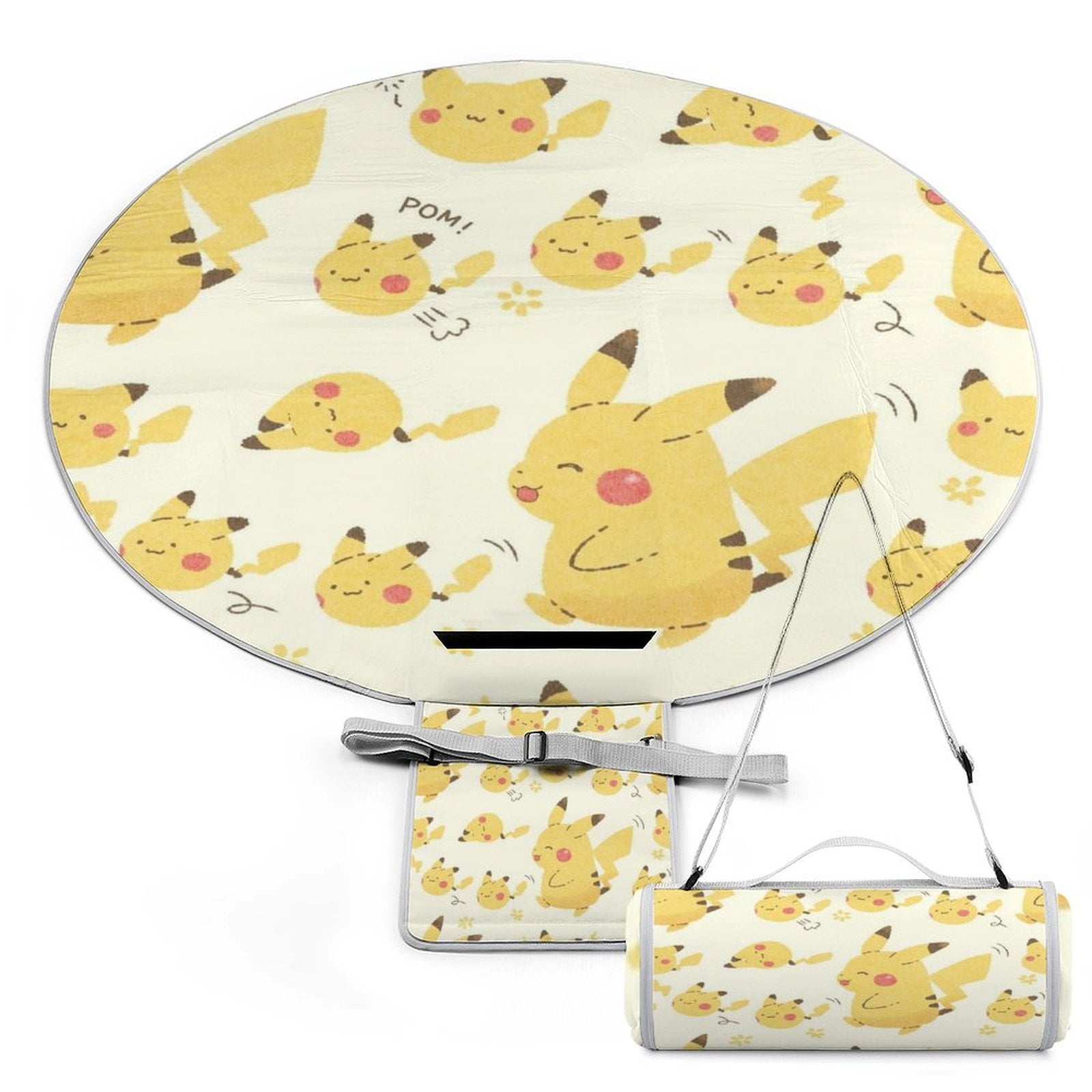 Pik_achu Round Picnic Blanket Portable Large Outdoor Foldable Picnic ...