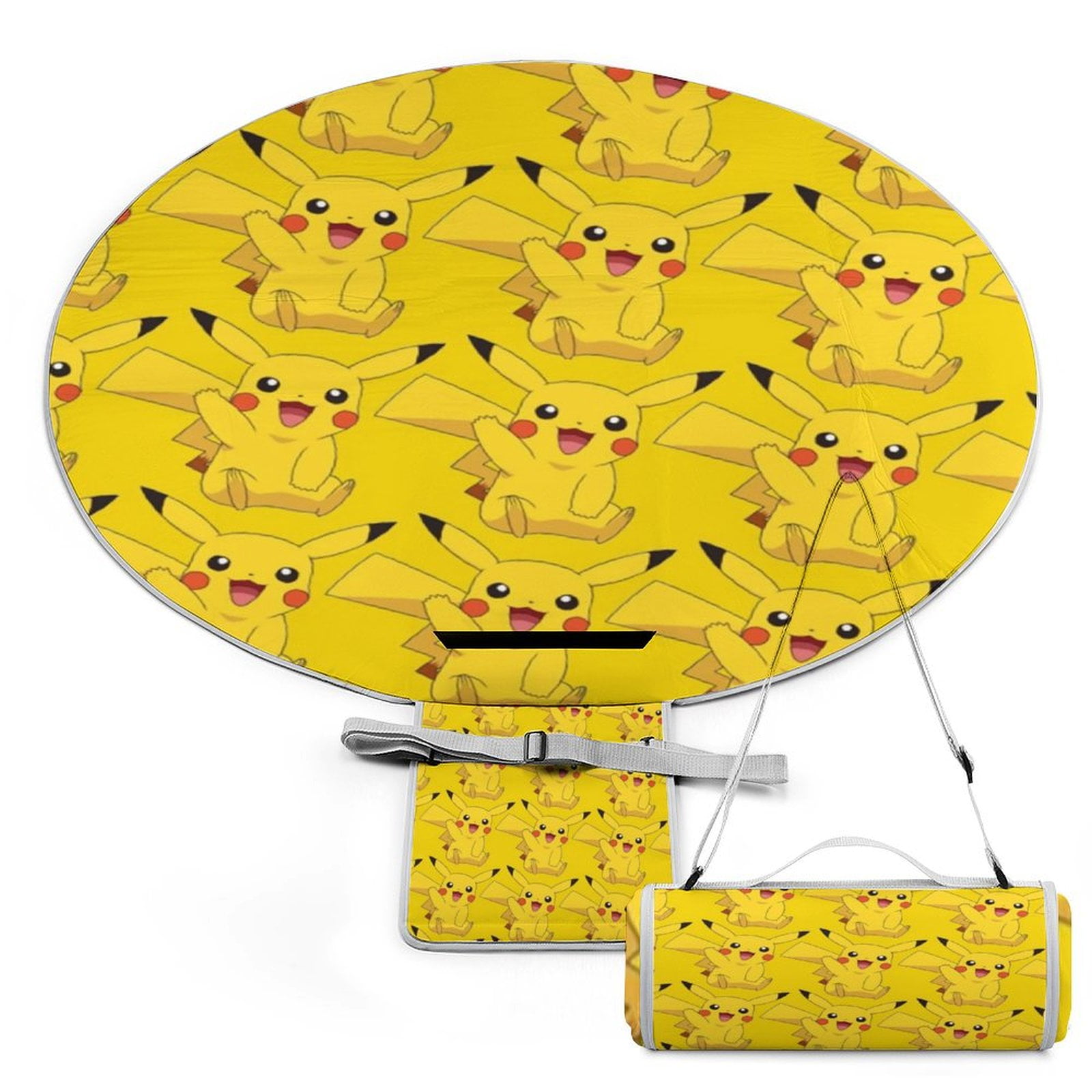Pik_achu Round Picnic Blanket Portable Large Outdoor Foldable Picnic ...