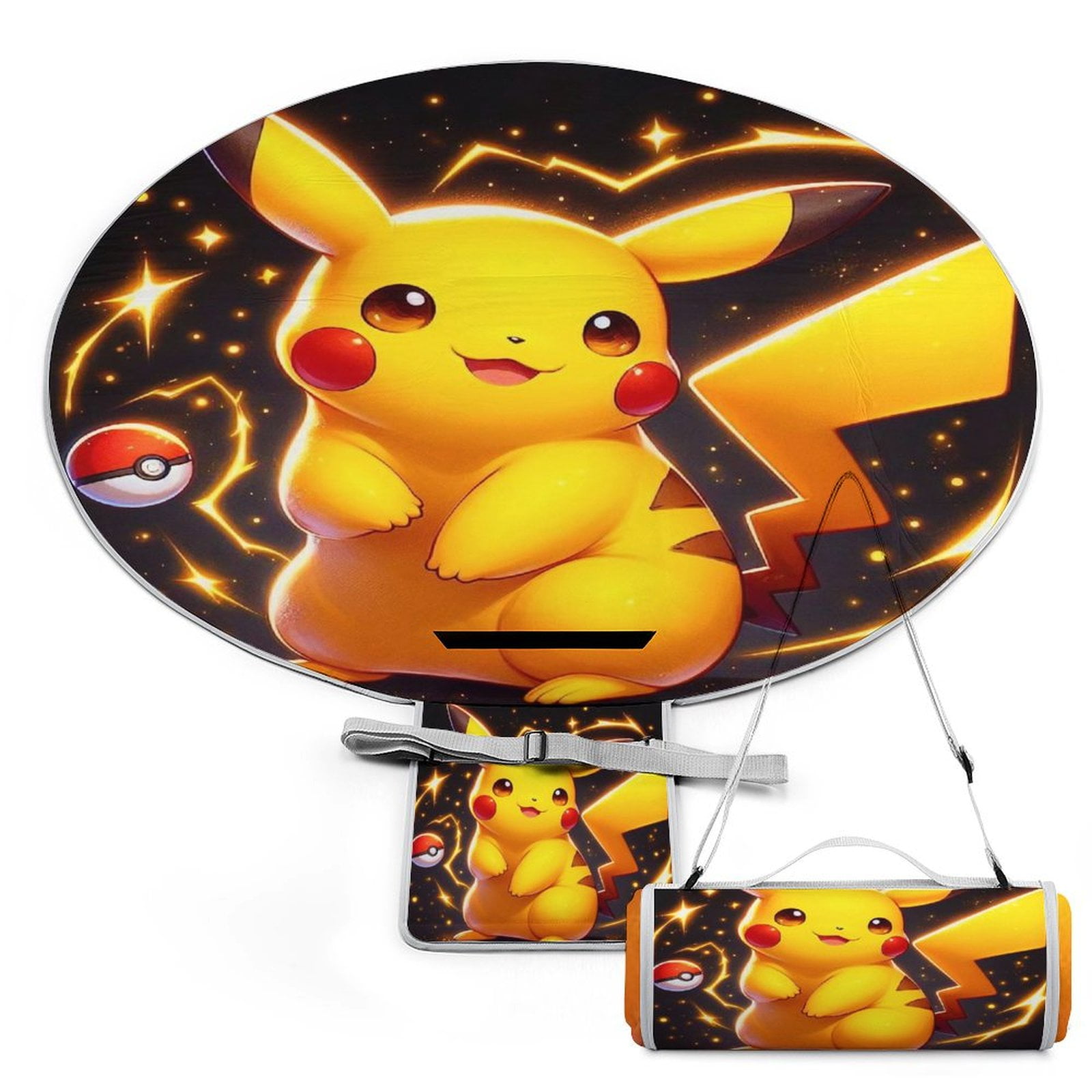 Pik_achu Round Picnic Blanket Portable Large Outdoor Foldable Picnic ...
