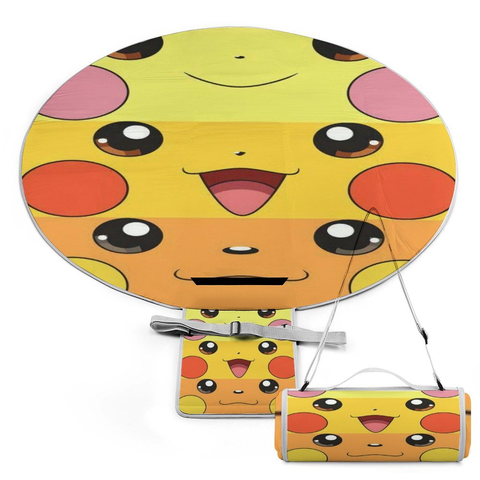 Pik_achu Round Picnic Blanket Portable Large Outdoor Foldable Picnic ...