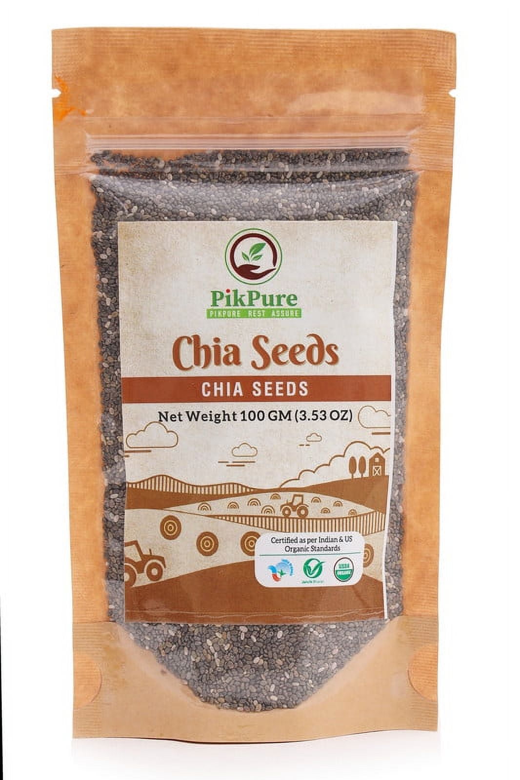 PikPure Organic Chia Seeds, Raw Kernel, Omega 3, Fiber, Weight Loss ...