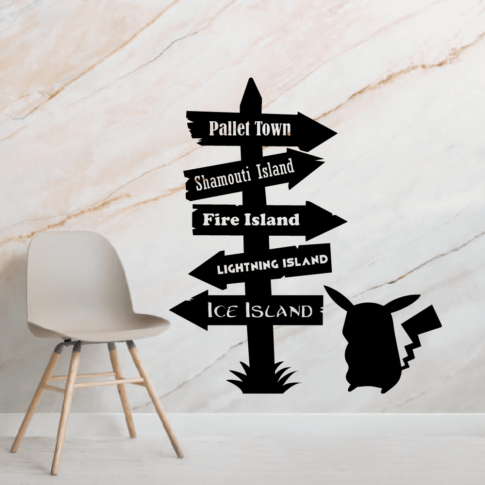 Pika Poke Ball Poke Monster Pathway Signage Cartoon Wall Sticker Art ...
