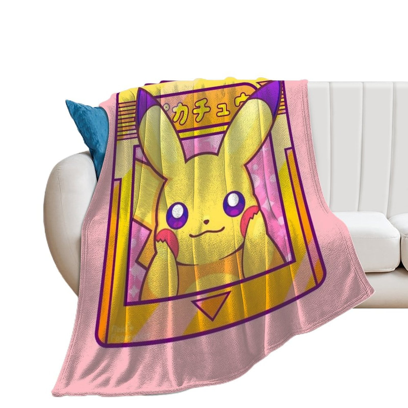 Pika-chu Throw Blanket Flannel Anime for Girls Boys Men Women Pika-chu ...