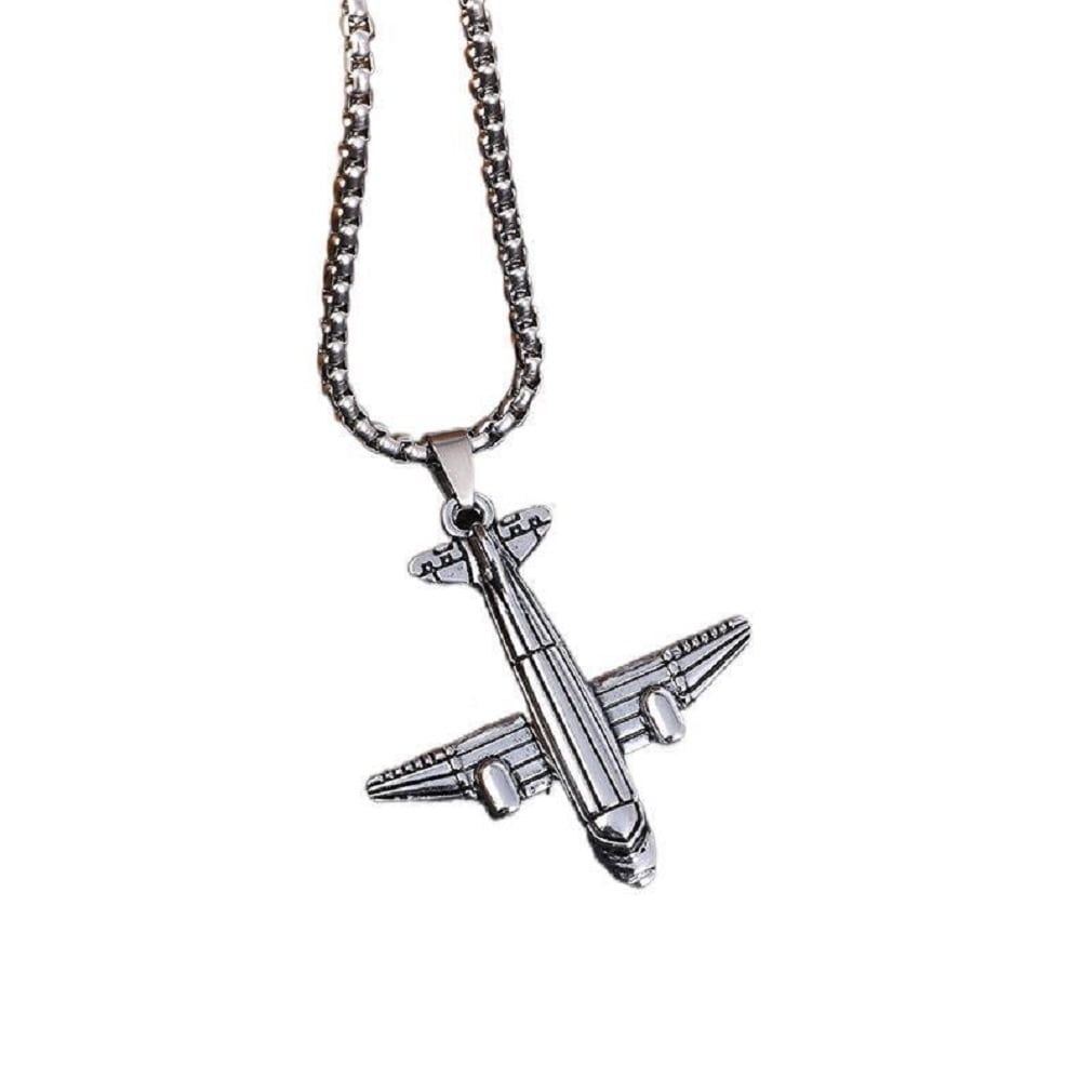 PikaLF Airplane Necklace for Men , Punk Rock Aircraft Pendant Necklace ...