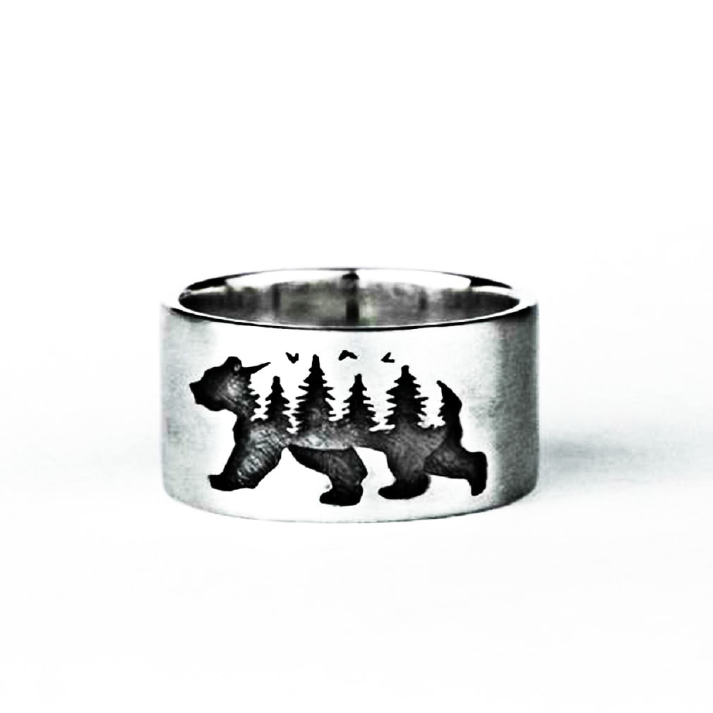 PikaLF Bear Ring for Men, Norse Viking Bear Head Ring, Retro Animal ...