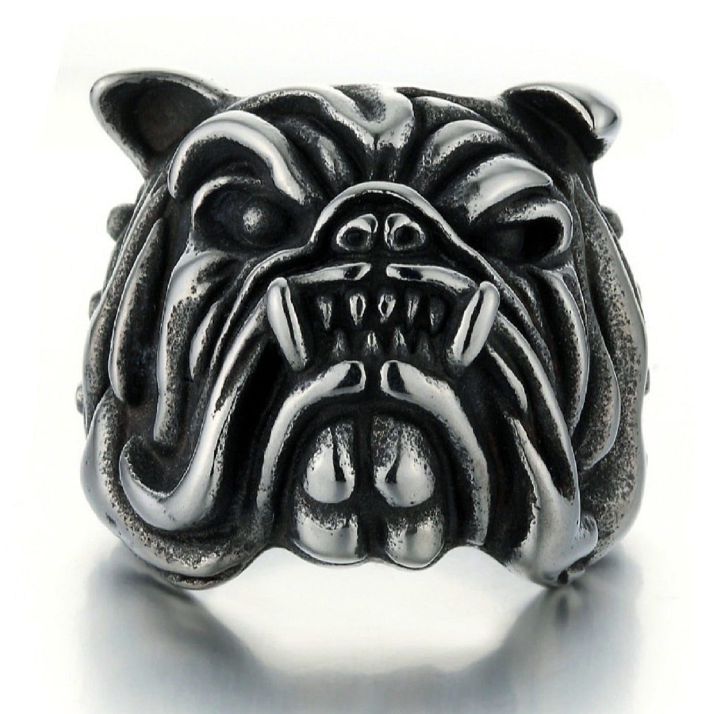 PikaLF Bulldog Ring for Men, Vintage Gothic Pitbull Bull Dog Pug Dog ...