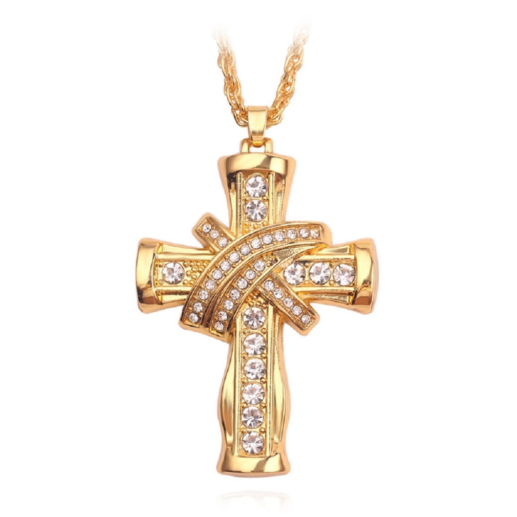 PikaLF Cross Necklace for Men, Cubic Zirconia Cross Crucifix Pendant ...