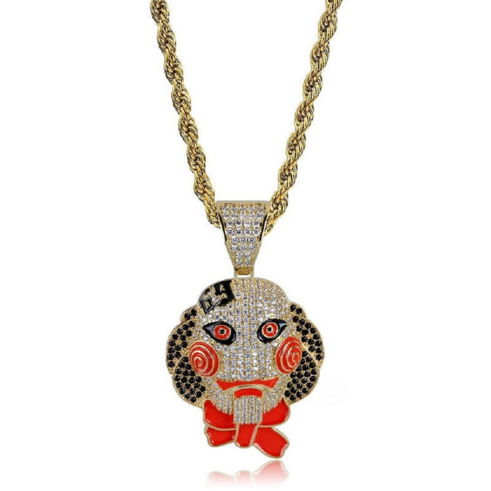 PikaLF Crystal Joker Necklace for Men, Gothic Joker Clown Head Necklace ...
